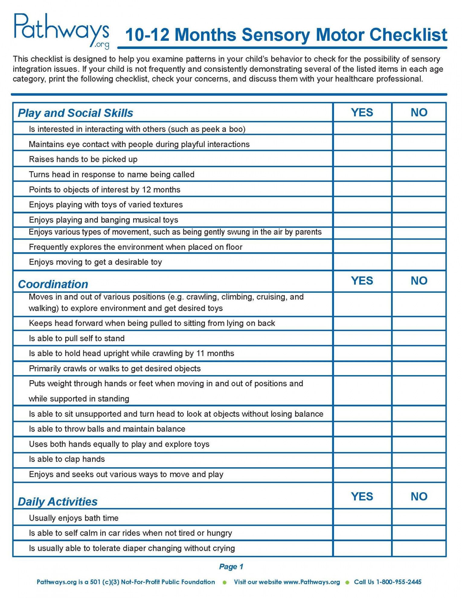 Child Development Checklists Sensory Integration Asd Integration Child Development Checklists Sensory Integration Asd Integration