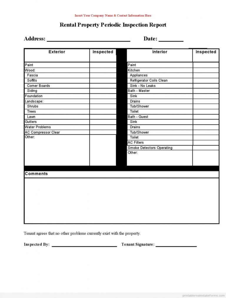 Editable Free Printable Rental Property Periodic Inspection Report Form editable-free-printable-rental-property-periodic-inspection-report-form