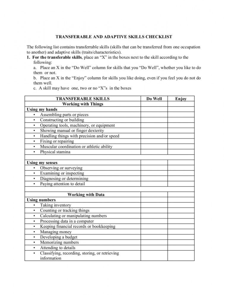 Editable Skills Checklist Template Samples Green Download Table Lpn For
