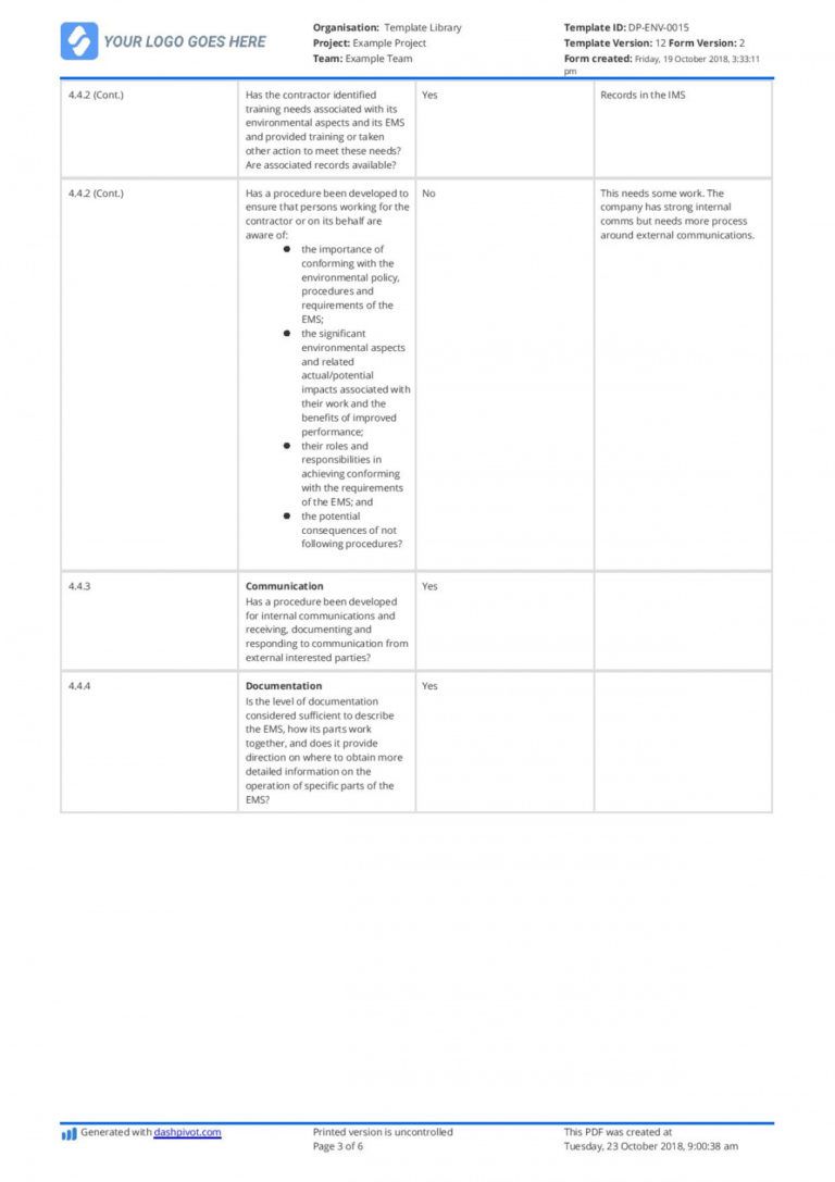 Free Free Environmental Audit Checklist Better Than Xls Excel And Pdf ...