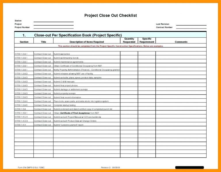 Free Project Management Checklist Template Contract Management ... Free Project Management Checklist Template Contract Management ...