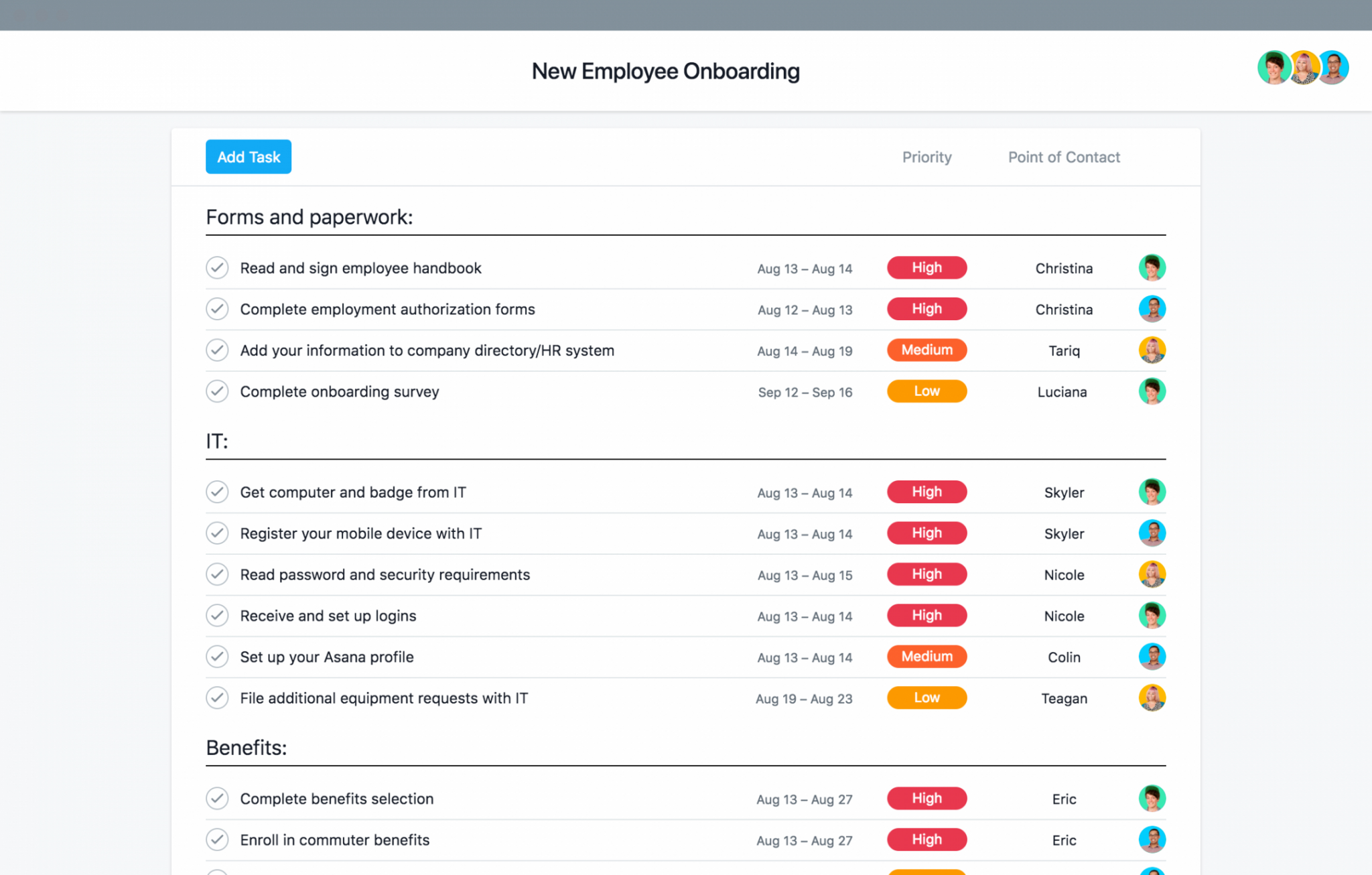 New Employee Onboarding Template With Checklist · Asana Hr Onboarding ...