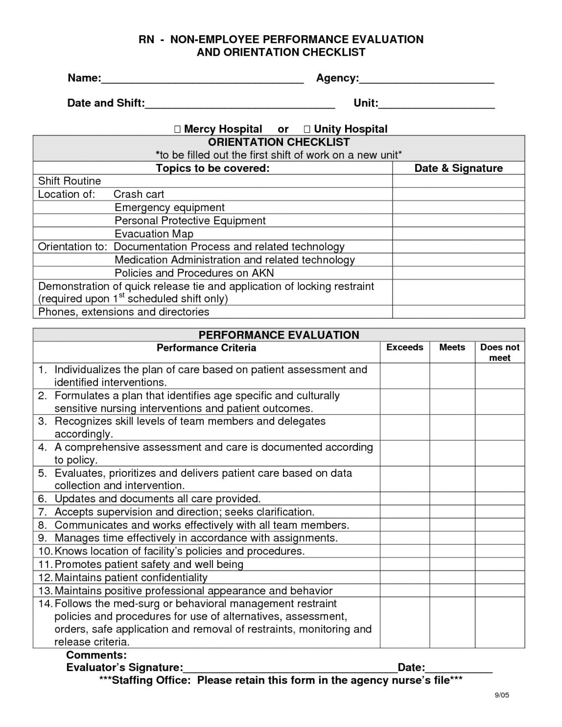 Printable Nursing Competency Checklist Skills Template Filetype Doc 