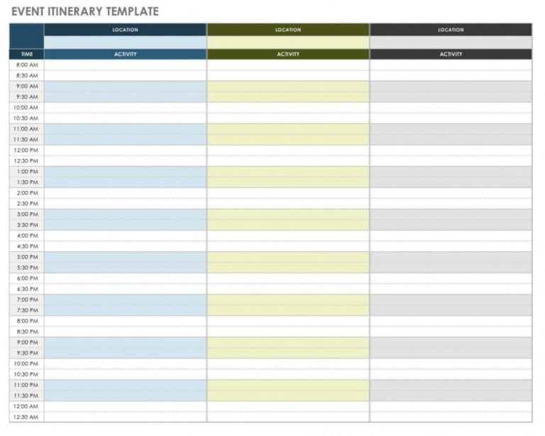 Editable Free Itinerary Templates Smartsheet Road Trip Travel Itinerary 