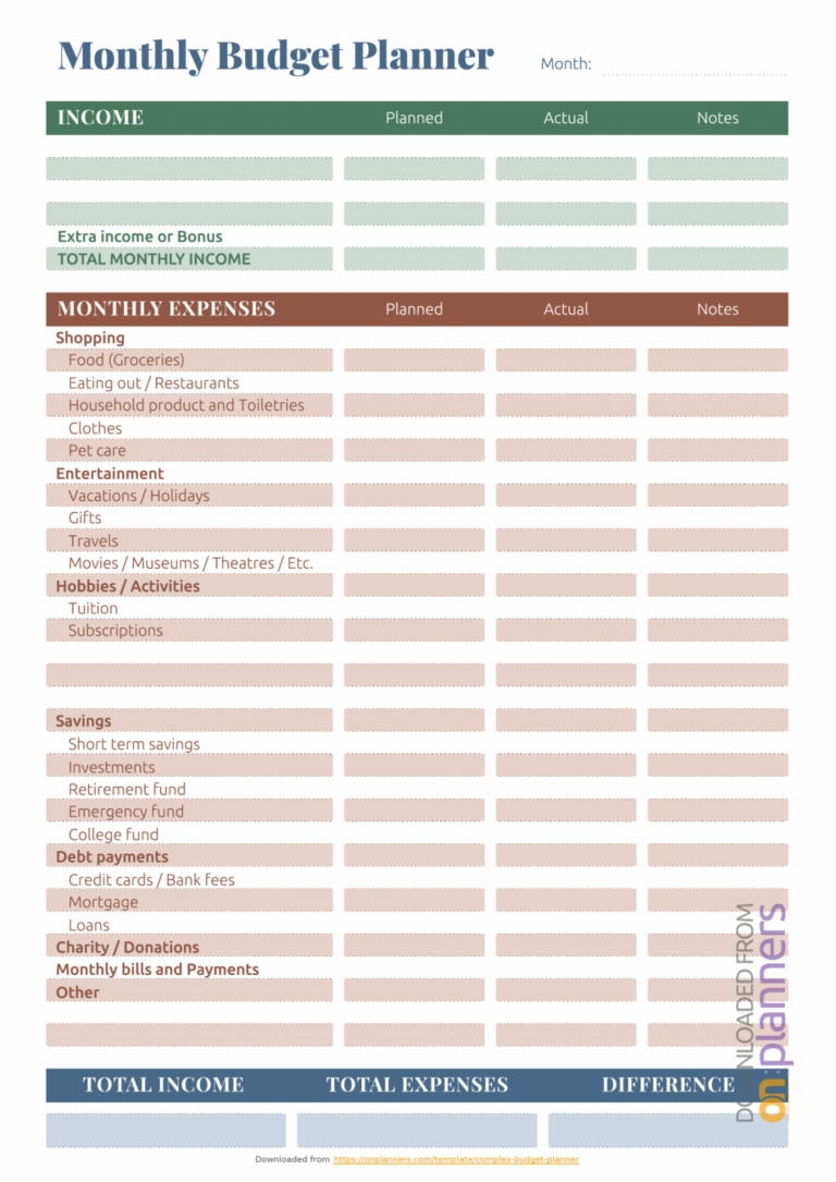 Restaurant Budget Spreadsheet Free Download Printable Clothing Line 