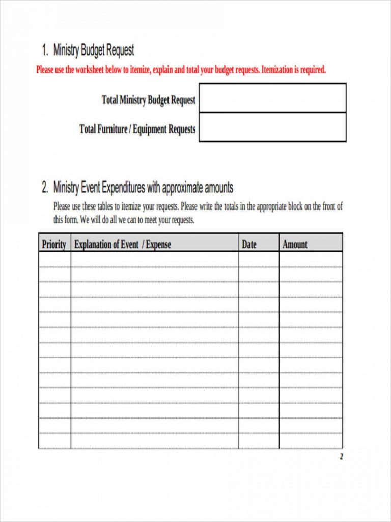 Free 6 Church Budget Forms In Pdf Excel Youth Ministry Budget Template 