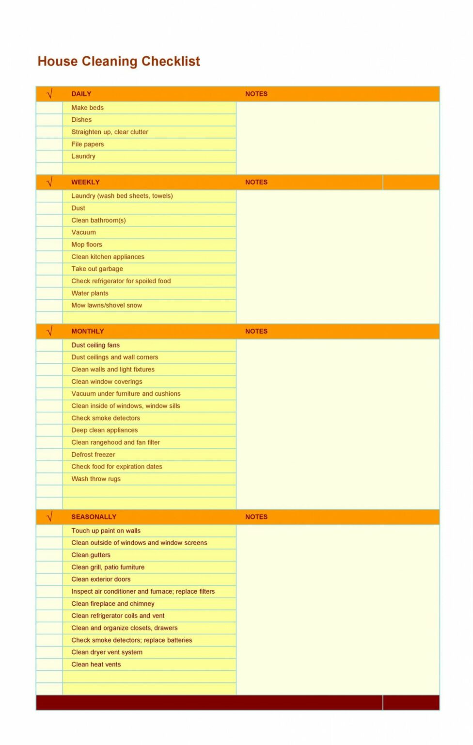 Editable 40 Printable House Cleaning Checklist Templates Templatelab