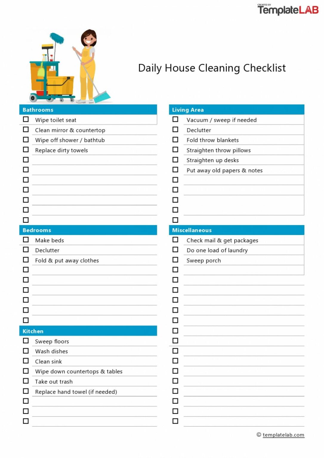 Editable 40 Printable House Cleaning Checklist Templates Templatelab