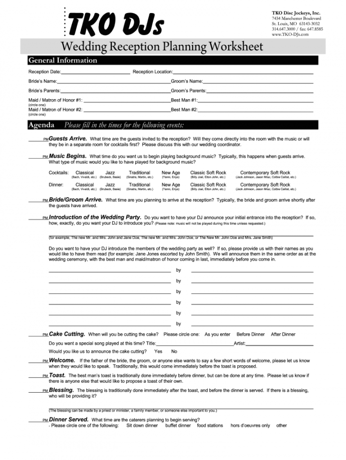 Wedding Dj Checklist Template