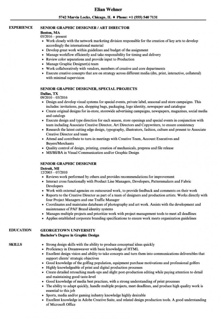 Free Senior Graphic Designer Resume Samples Velvet Jobs Senior Graphic 