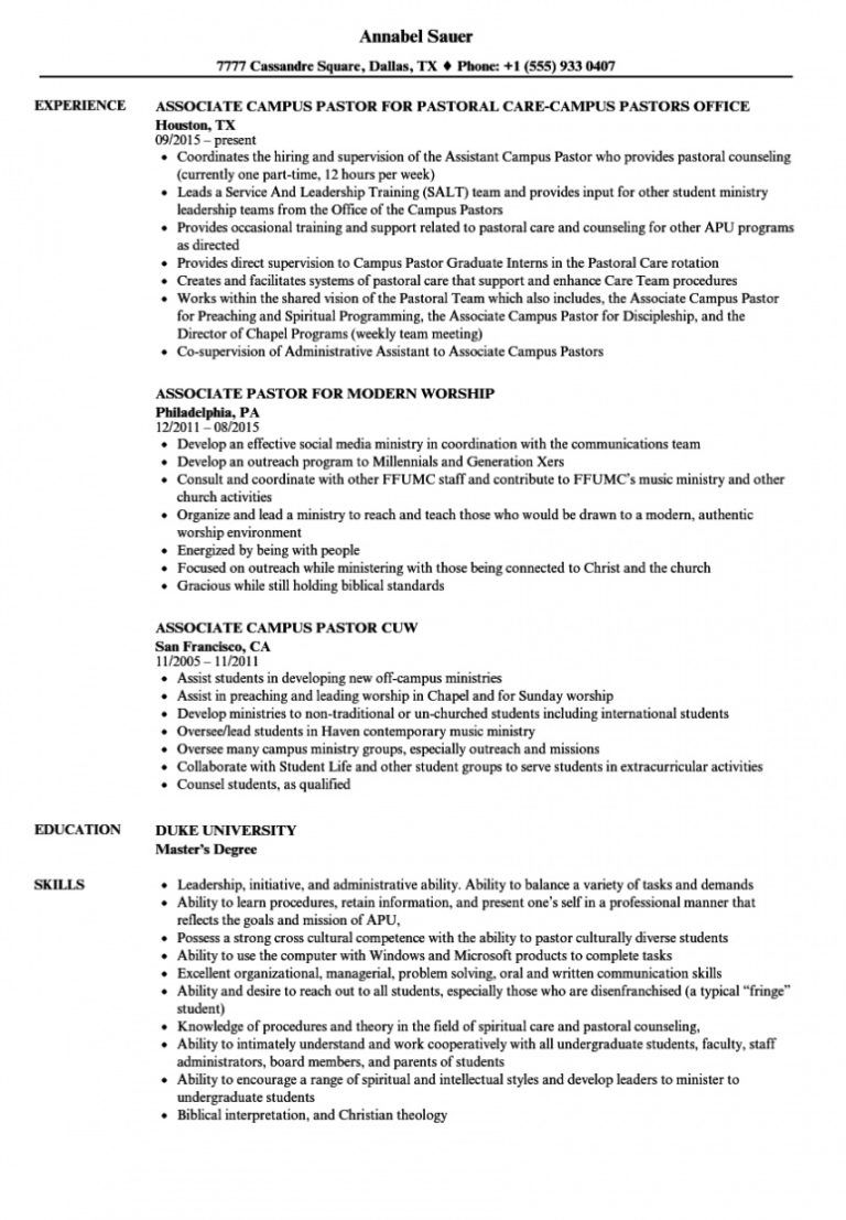 Pastor Job Description Template - Dremelmicro