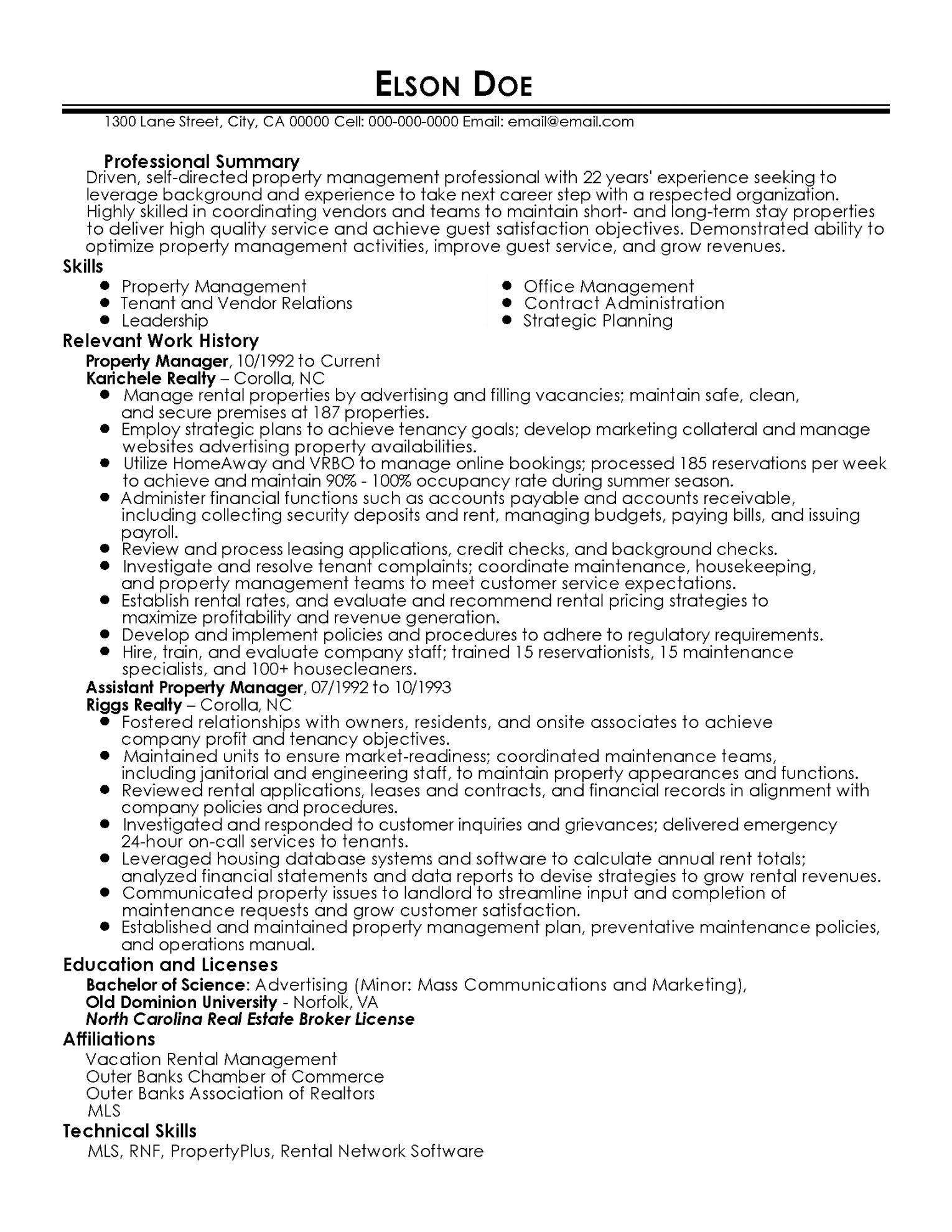Property Manager Job Description Template