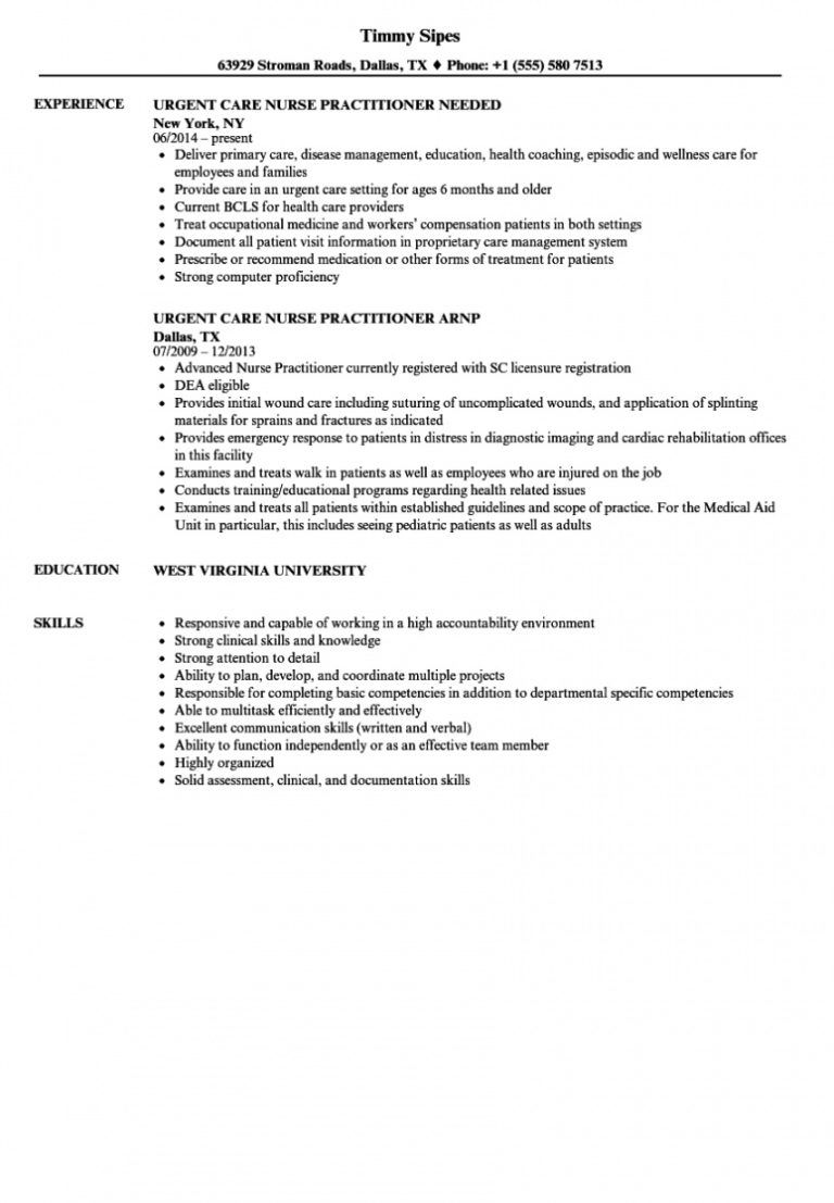 Urgent Care Nurse Practitioner Resume Samples Velvet Jobs Nurse 