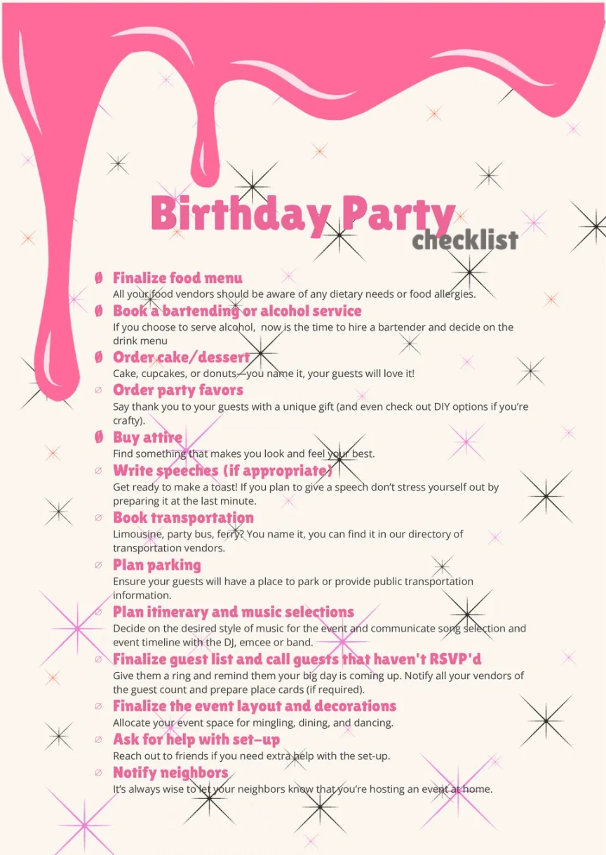50Th Birthday Party Checklist Template Dremelmicro