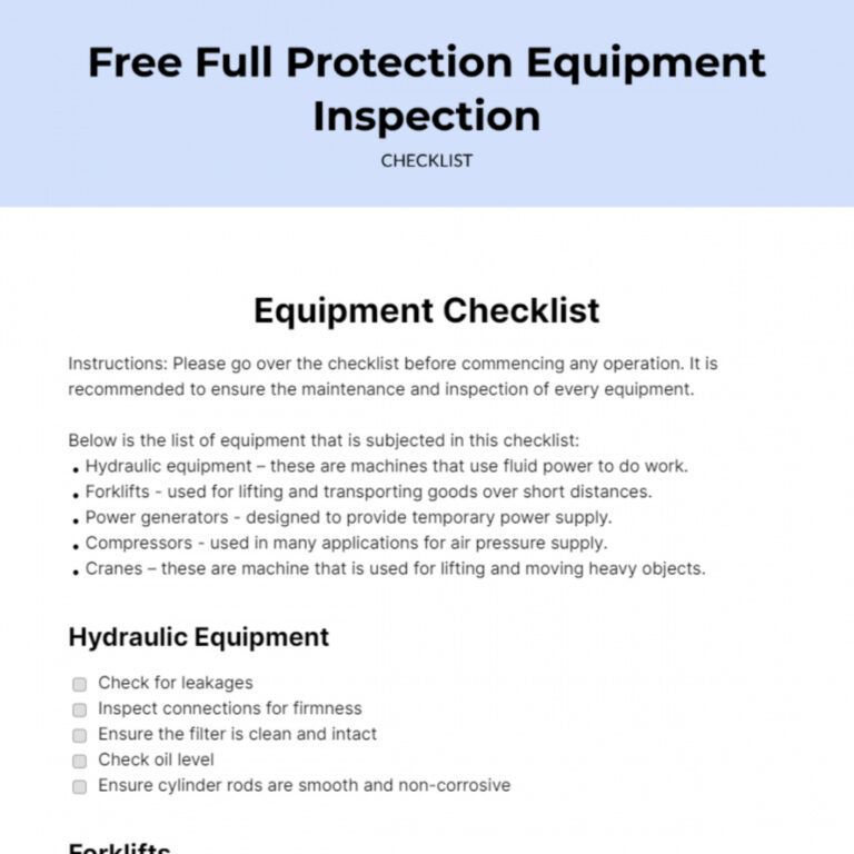 Personal Protective Equipment Checklist Template - Dremelmicro