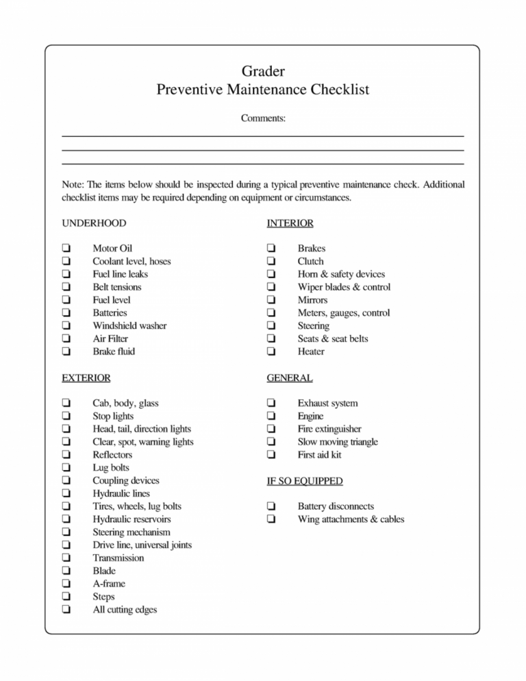 Apartment Preventive Maintenance Checklist Template - Dremelmicro