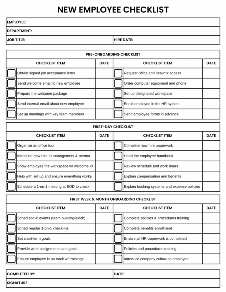 Onboarding Checklist For New Hires Template - Dremelmicro
