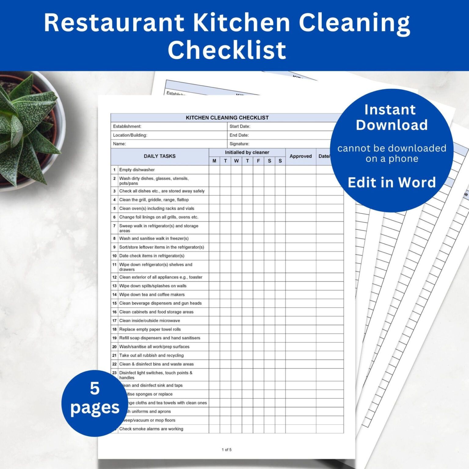 Coffee Shop Cleaning Checklist Template - Dremelmicro
