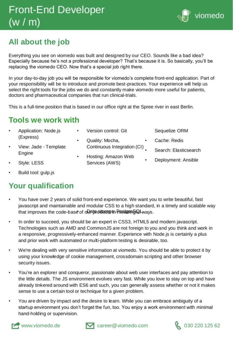 Web Developer Job Description Template - Dremelmicro