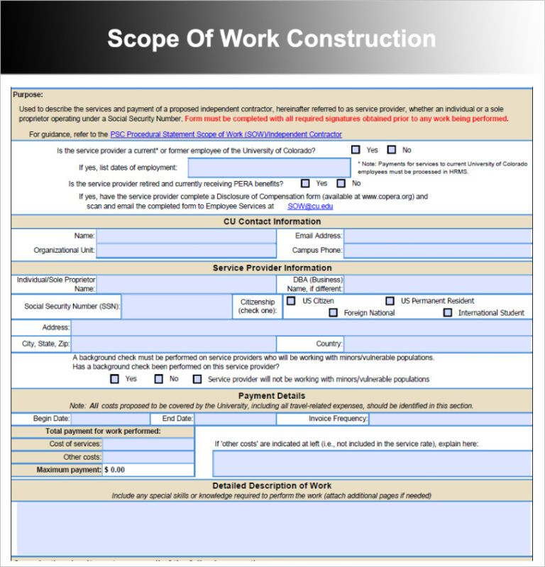 Residential Building Scope Of Work Template - Dremelmicro