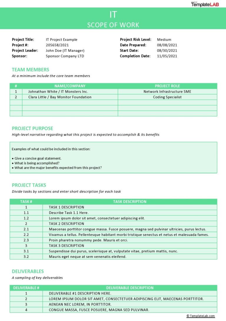Framing Scope Of Work Template - Dremelmicro