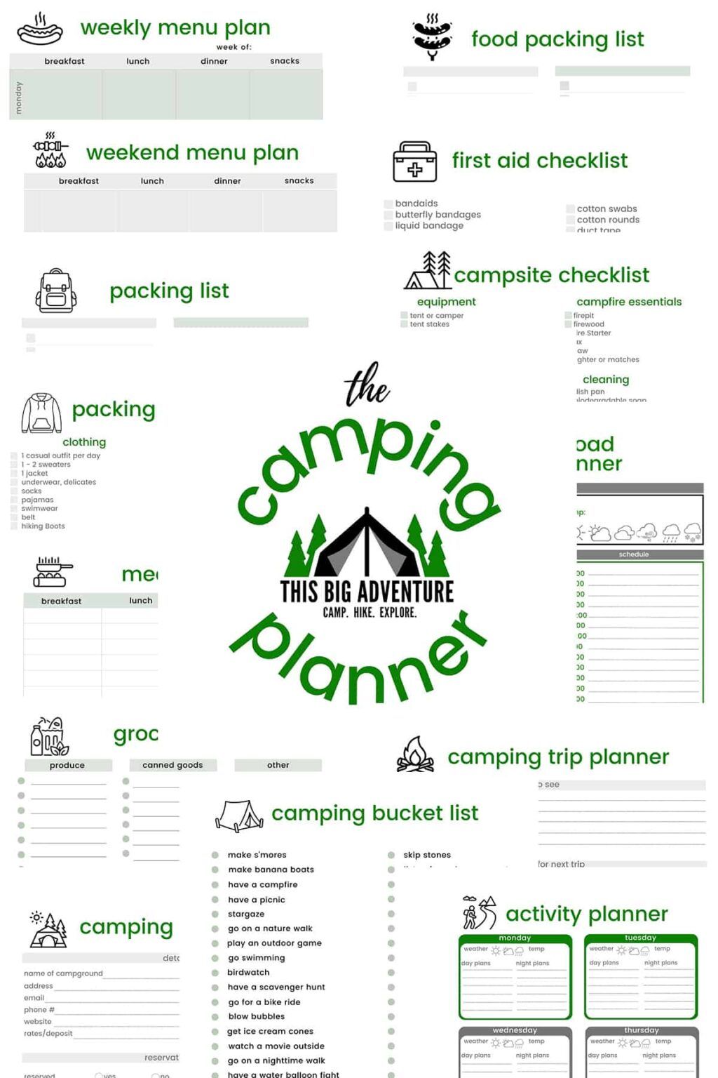 Camping Blank Travel Itinerary Template - Dremelmicro