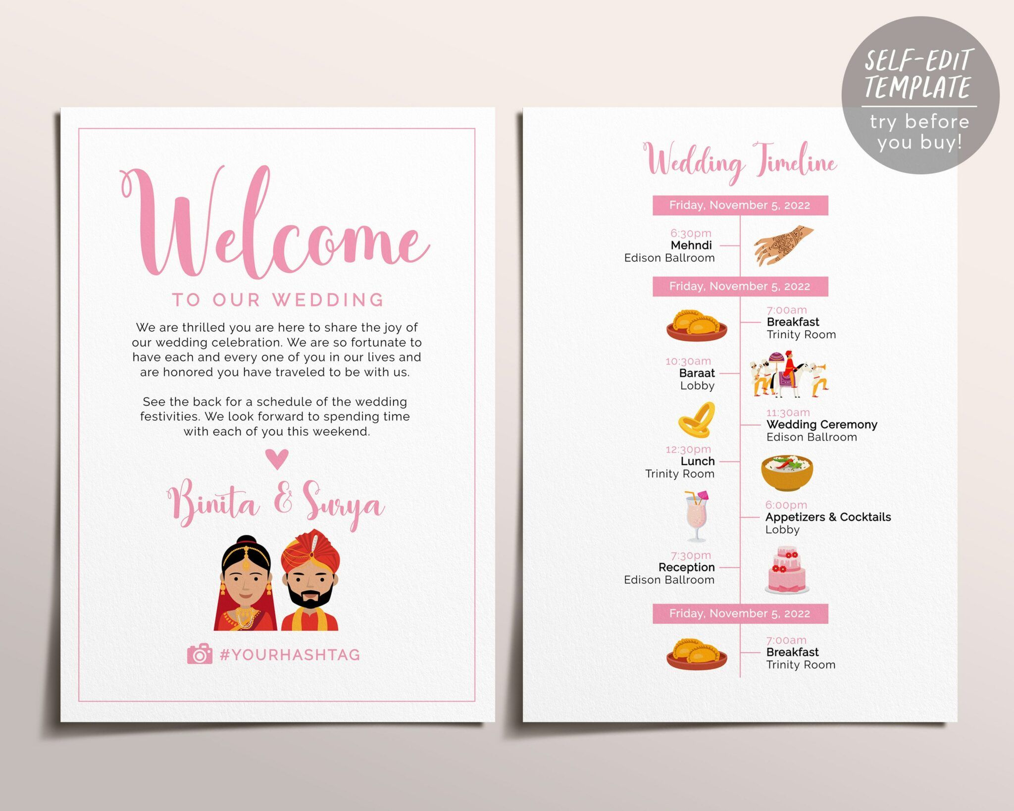Indian Wedding Reception Itinerary Template - Dremelmicro