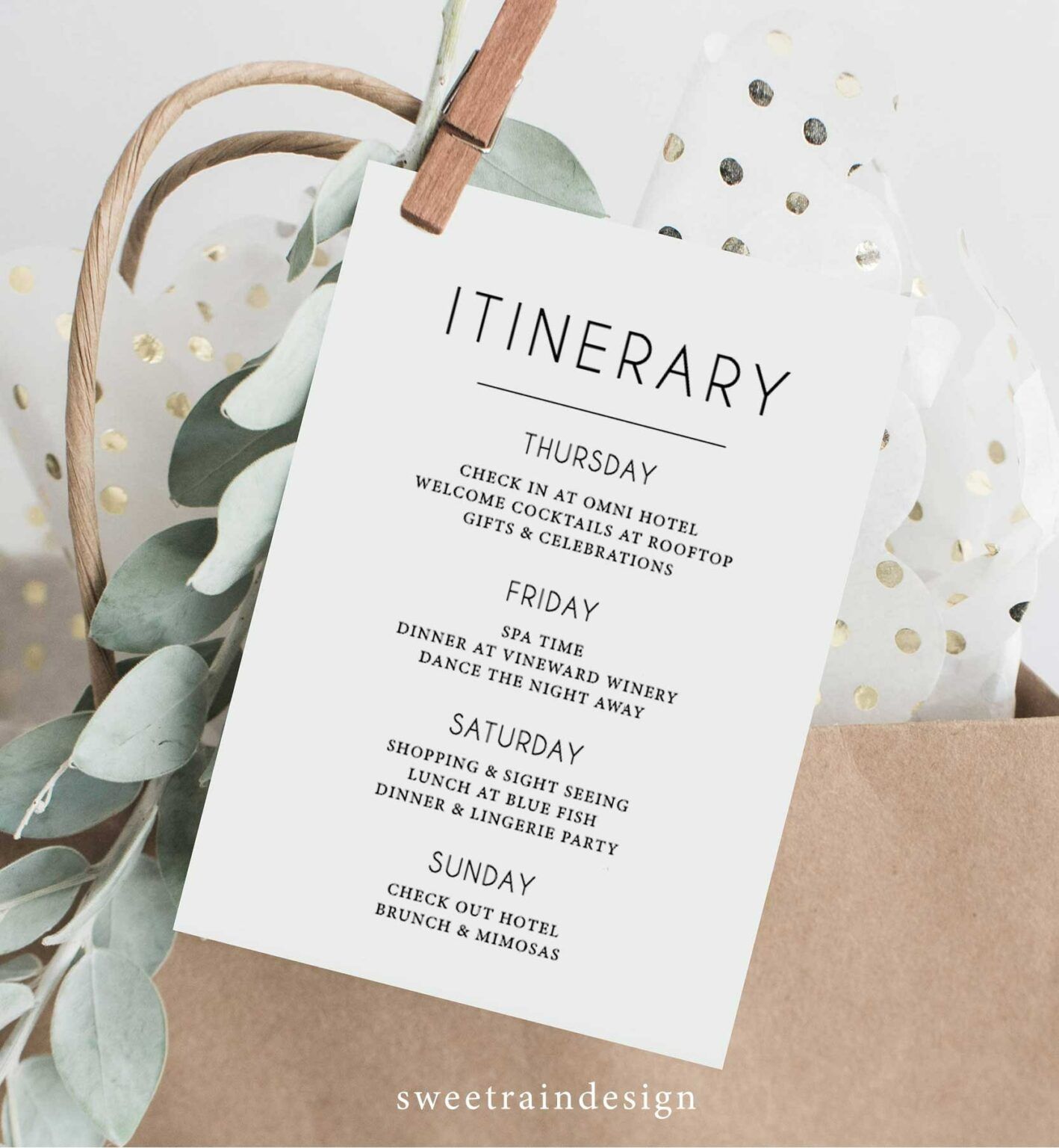 Wedding Weekend Itinerary Template for Guests - Dremelmicro