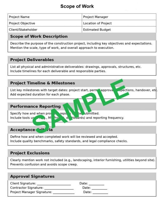 Project Manager Scope of Work Template - Dremelmicro